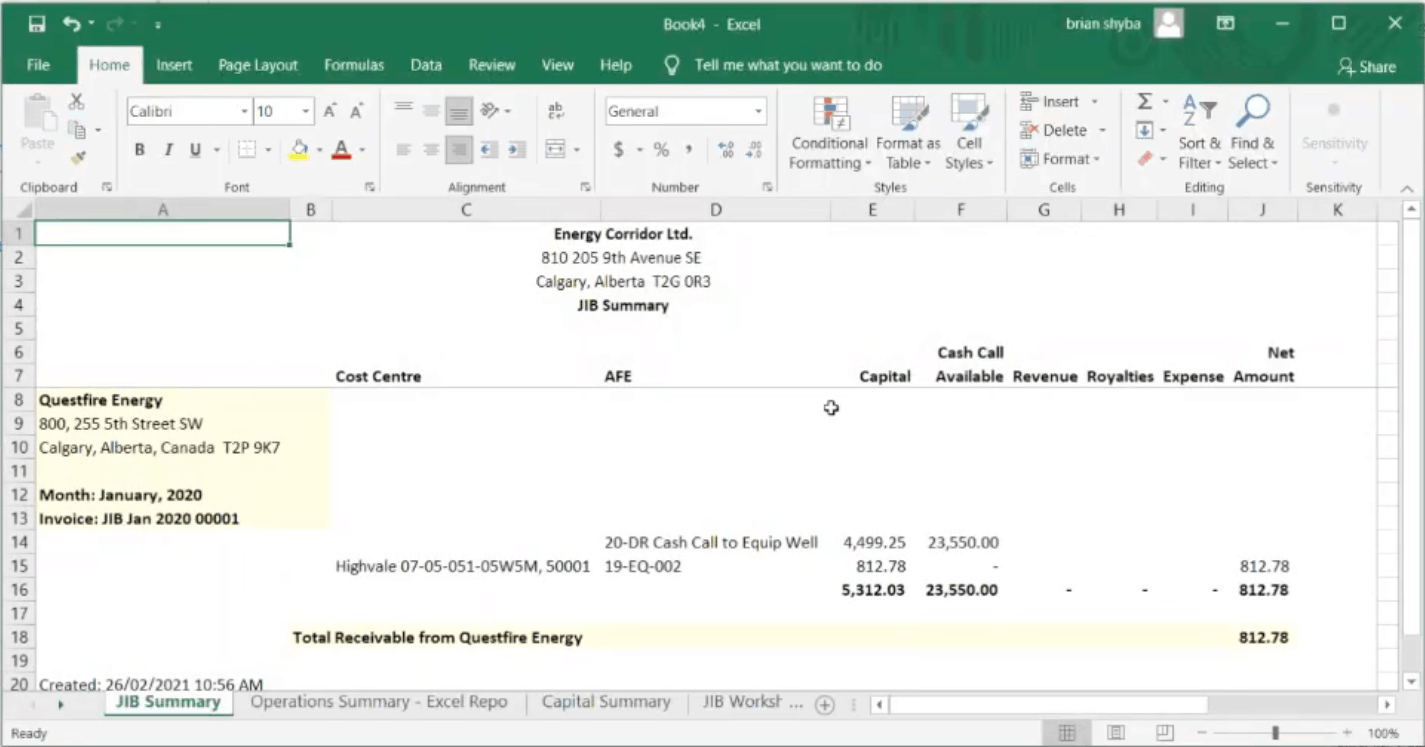 Operated Cash Calls – Corptex Systems Ltd.